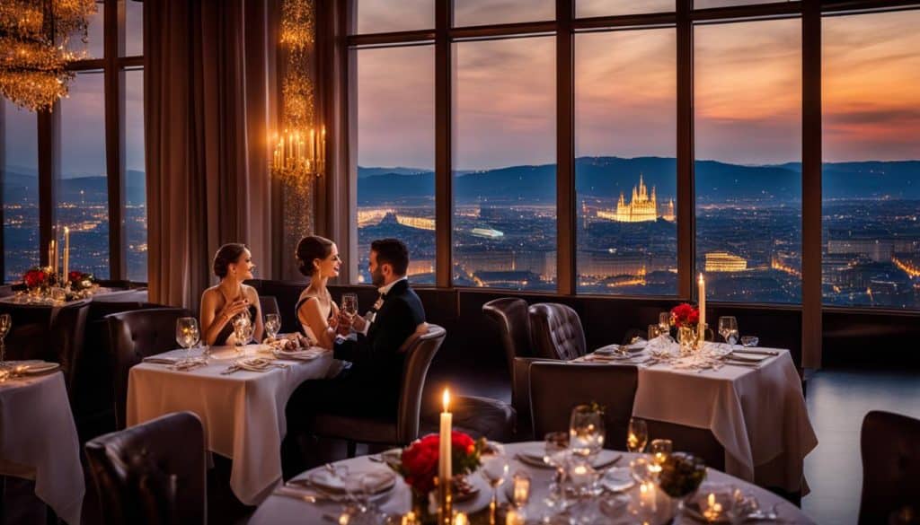 Romantisches Dinner im Sky Restaurant im DC Tower in Wien